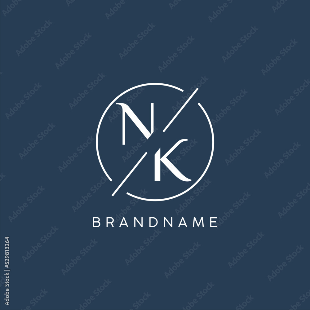 Initial letter NK logo monogram with circle line style Stock Vector ...