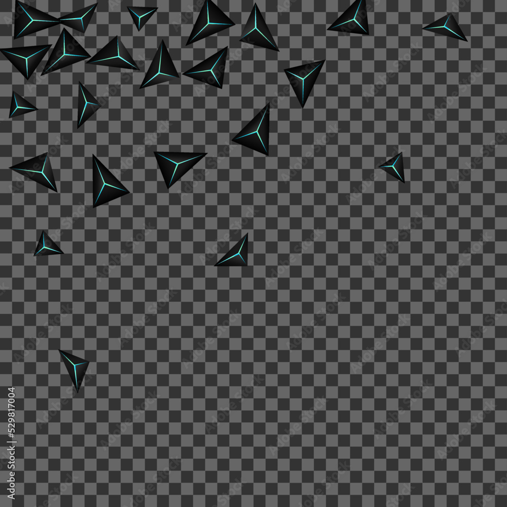 Obsidian Triangle Background Transparent Vector. Blue Neon Triangular ...