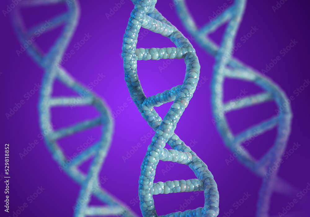 DNA molecule. Genetic sequencing. Genome molecules on purple. DNA ...