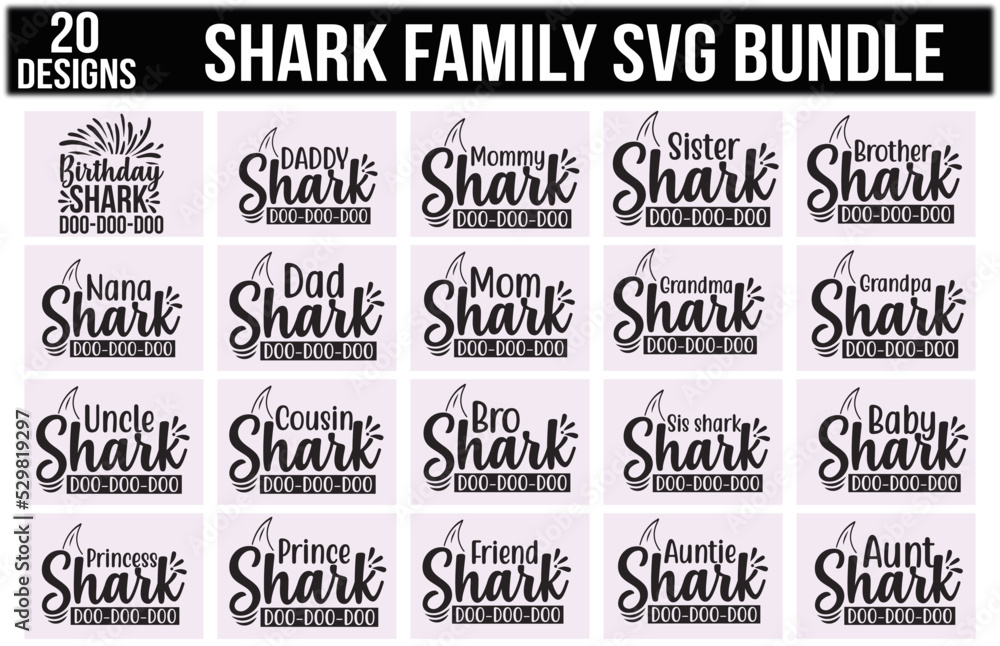 Vetor de Shark Family Svg bundle, Shark Family svg, Shark Family svg ...