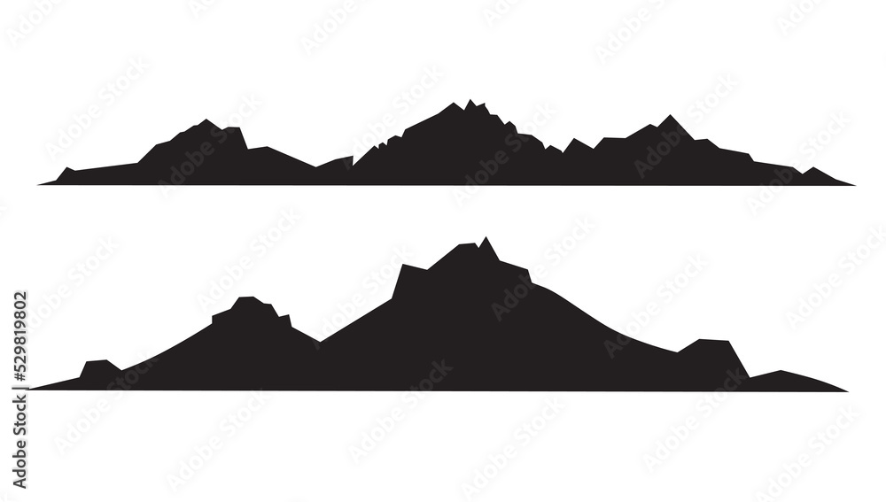 Mountain silhouettes isolated on white background. Mountains landscape ...