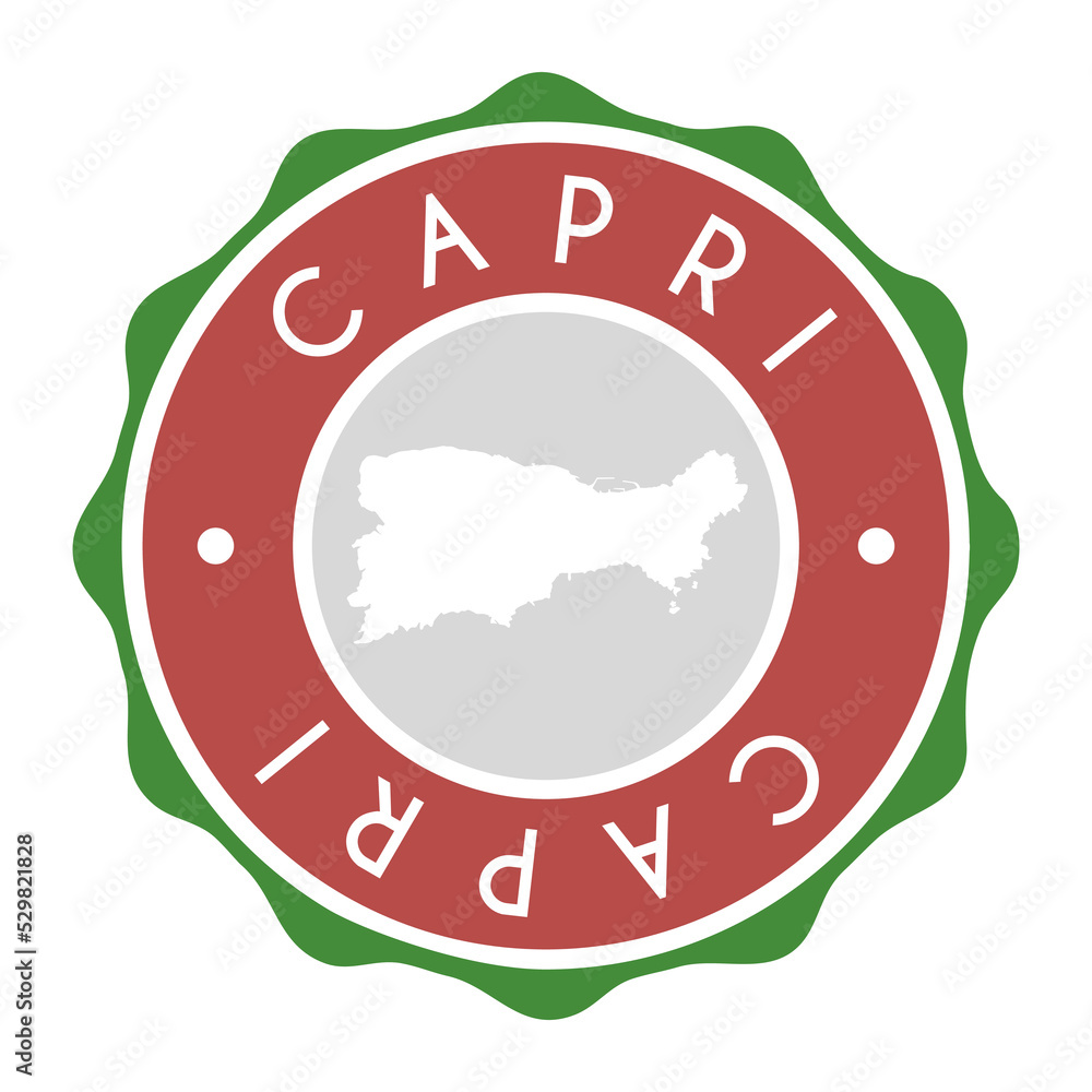 Capri, Metropolitan City of Naples, Italy Badge Map Vector Seal Vector ...