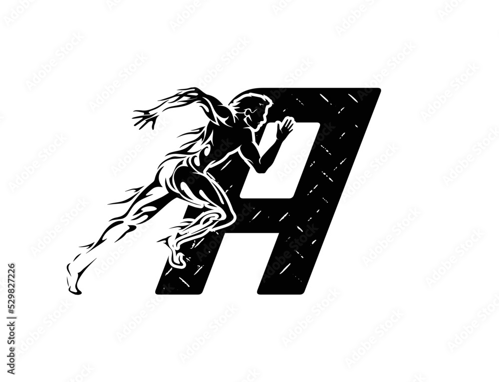 logo vector of run athlete with letter A. Stock Vector | Adobe Stock