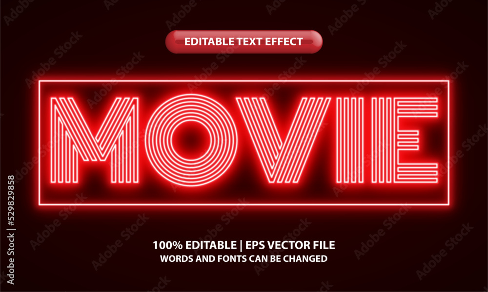 Movie editable text effect template - Lettering with futuristic red ...