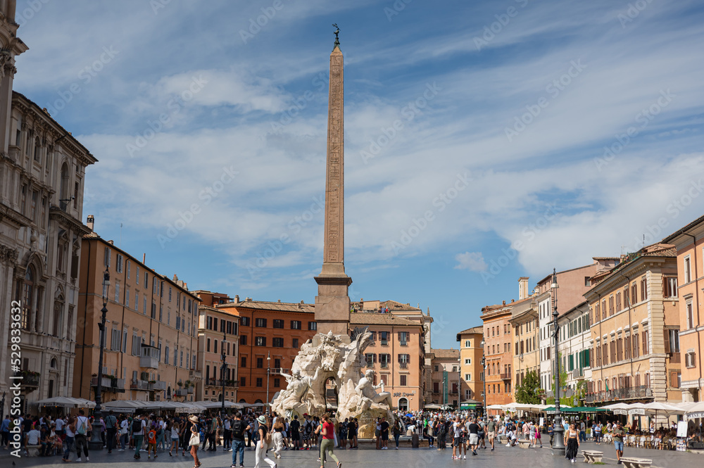 Plagát Fountain of the Four Rivers is fountains in Rome, Piazza Navona ...