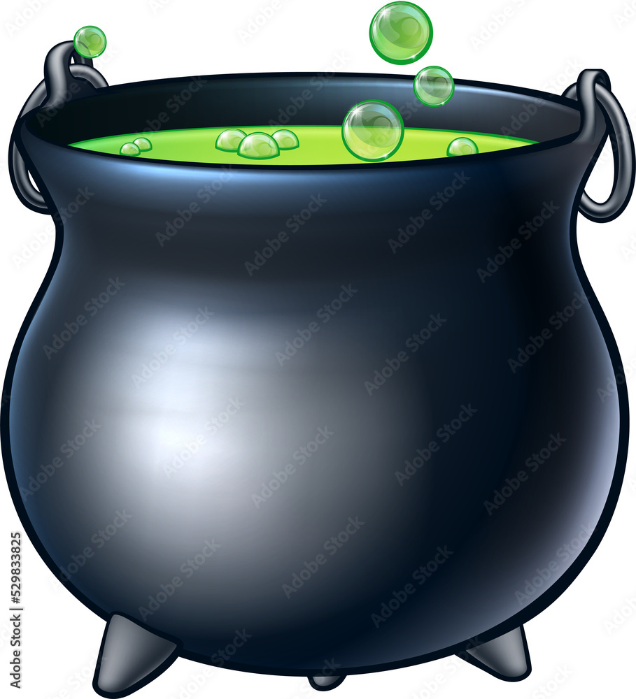 Cartoon Halloween Witch Magic Cauldron Stock Illustration | Adobe Stock