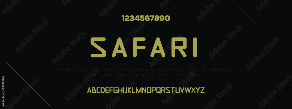 SAFARI tech vector font typeface unique font design. Typeface urban ...