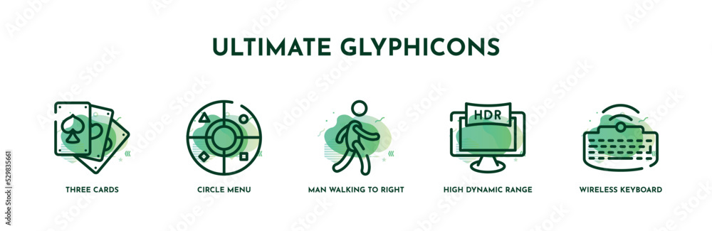 set of 5 thin line ultimate glyphicons icons. outline icons including ...