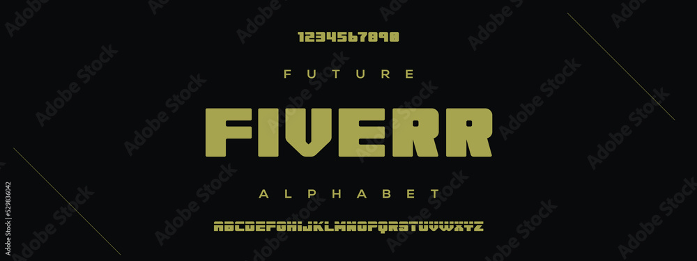 FIVERR Sports minimal tech font letter set. Luxury vector typeface for ...