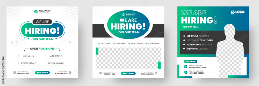 We are hiring job vacancy social media post banner design template with ...