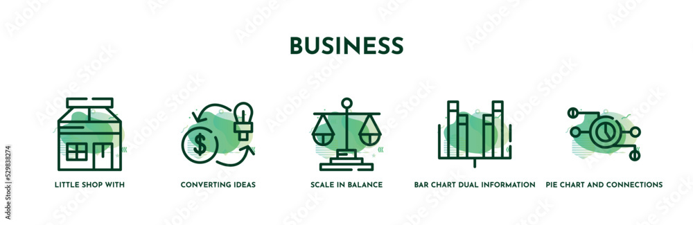 set of 5 thin line business icons. outline icons including little shop ... set of 5 thin line business icons. outline icons including little shop ...