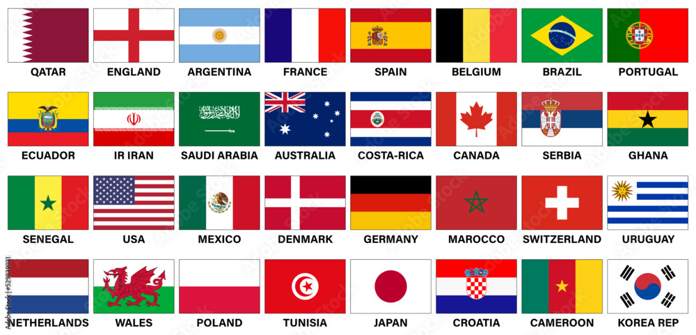 Vector set of national flags of the participating countries of the ...