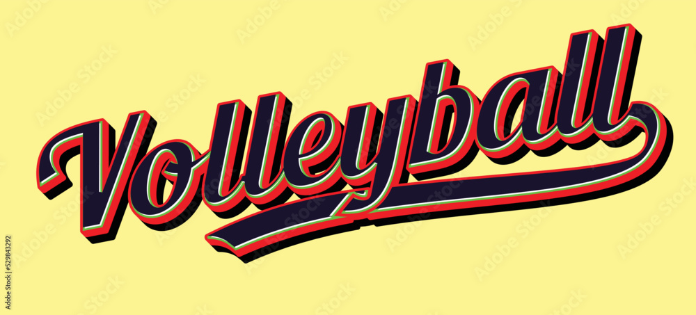 Volleyball retro font.Volleyball vintage font.Volleyball Word Retro ...