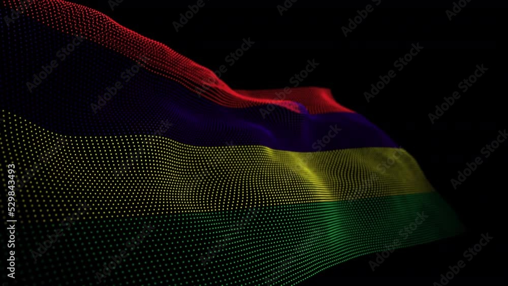 Seamless looping animated digital flag of Mauritius overlay rendered of ...