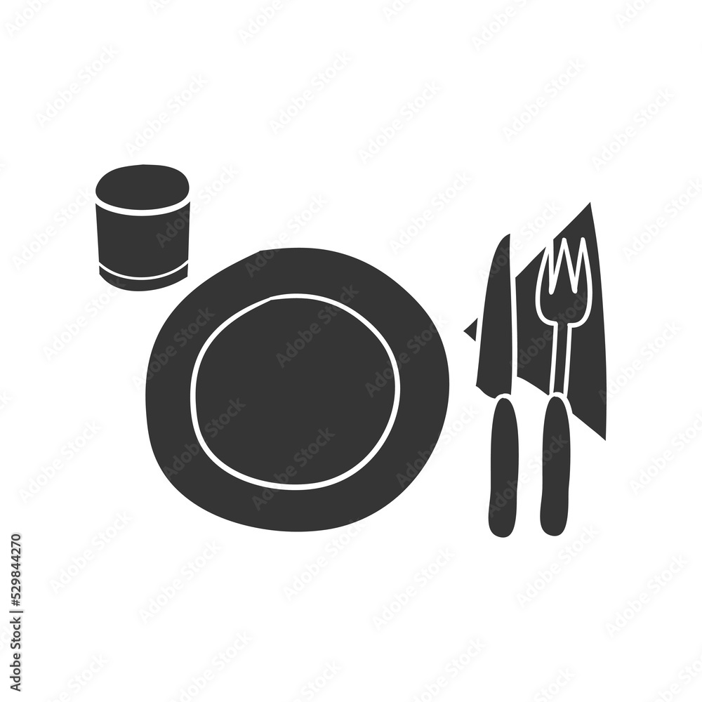 Set The Table Icon Silhouette Illustration. Eat Vector Graphic ...
