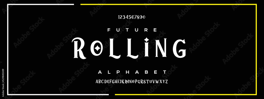 ROLLING Sports minimal tech font letter set. Luxury vector typeface for ...