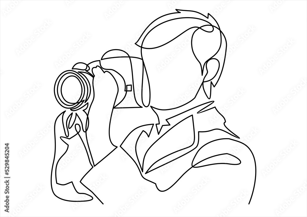 continuous line drawing of photographer making pictures Stock ...
