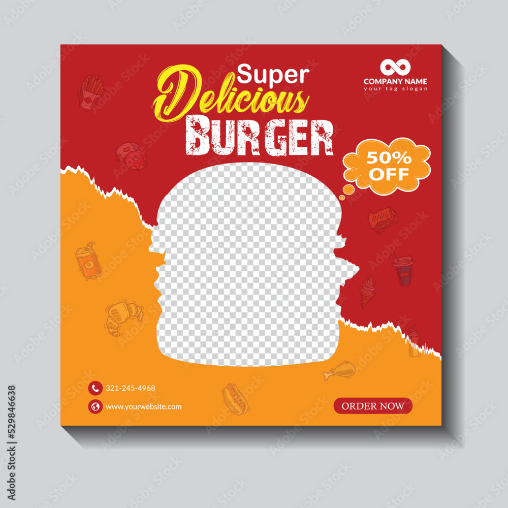 Delicious burger and food menu facebook cover template Stock Vector ...