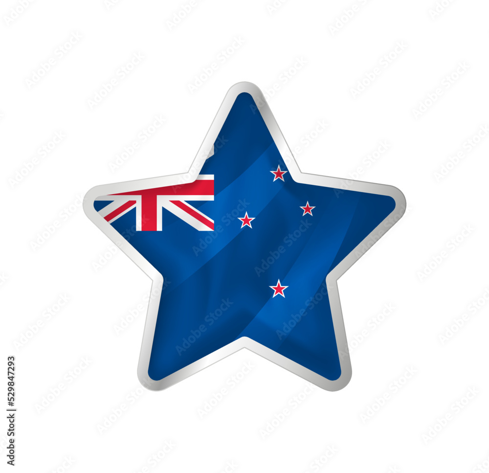 New Zealand flag in star. Button star and flag template. Easy editing ...