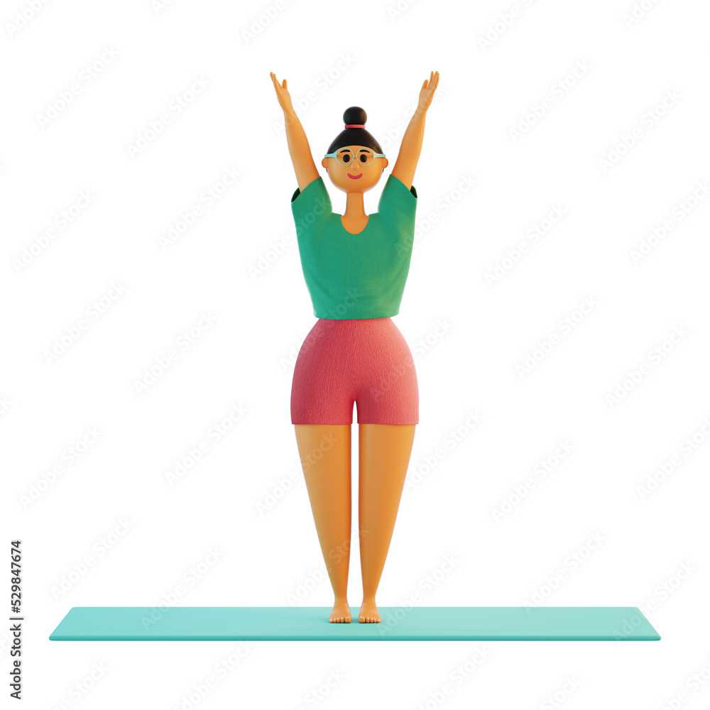 Mountain Pose (Tadasana). A series Yoga Poses. 3d render illustration ...