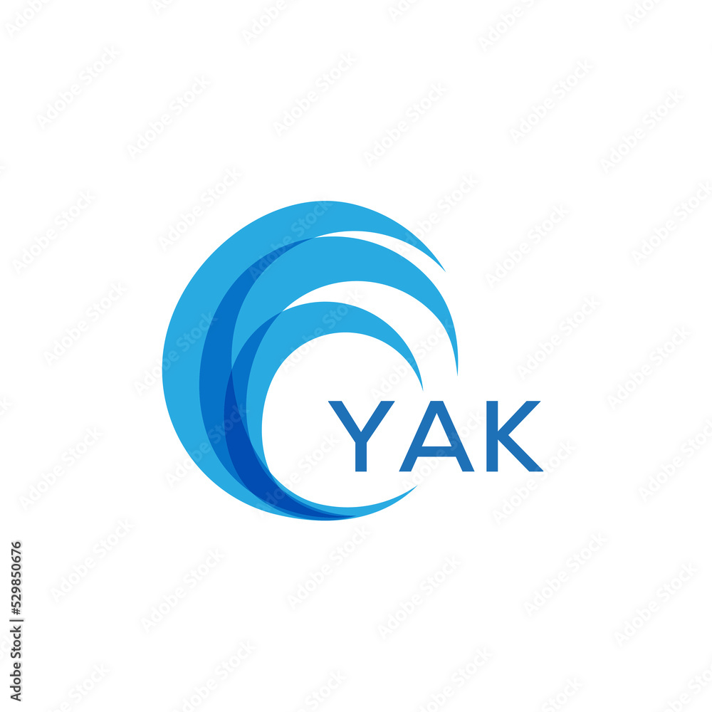 YAK letter logo. YAK blue image on white background. YAK Monogram logo ...