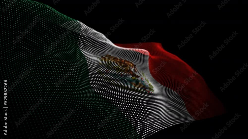 Seamless looping animated digital flag of Mexico overlay rendered of ...