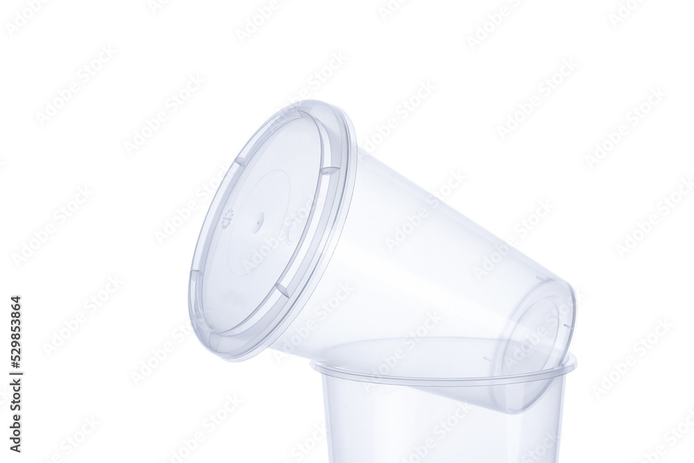 transparent food grade plastic round glass with a lid 350 ml, plastic ...