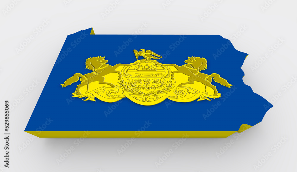 Pennsylvania State Flag Map PA Background 3d Illustration Stock ...