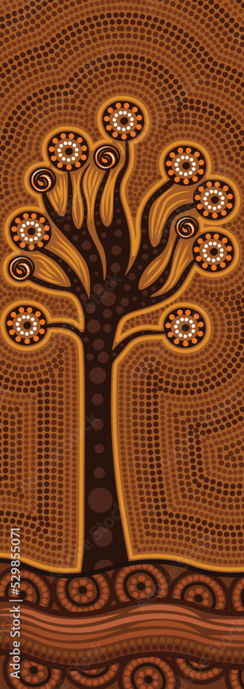 Aboriginal dot art tree painting Stock Vector | Adobe Stock