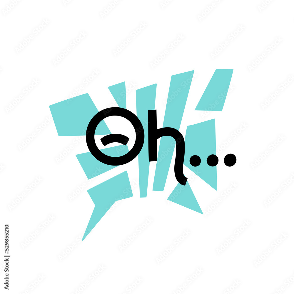 Broken communication concept. Oh word bold hand lettering on pieces of ...