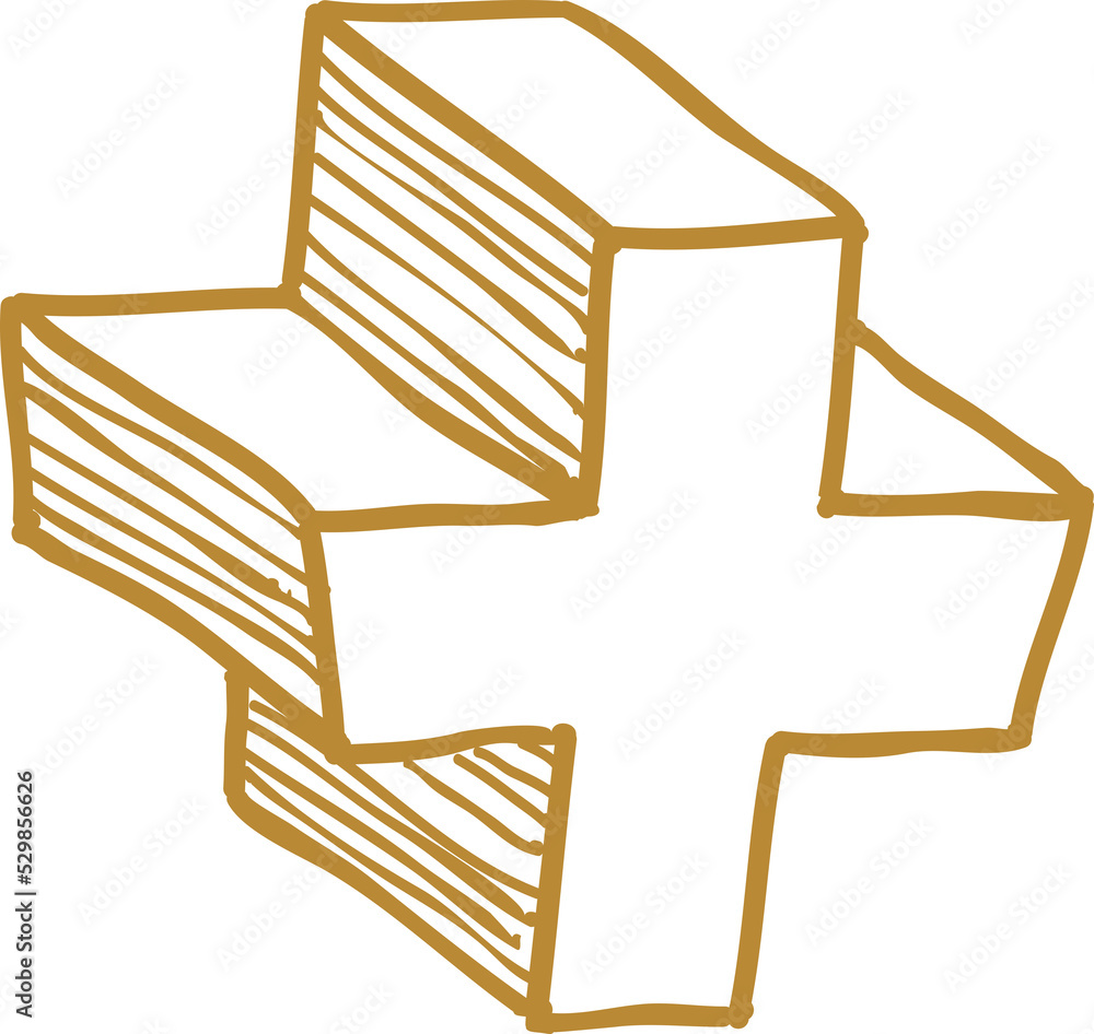 3D hand drawn style symbol typographic notation plus sign Stock ...