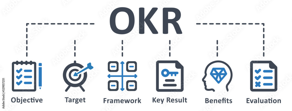 OKR icon - vector illustration . key, result, target, framework ...
