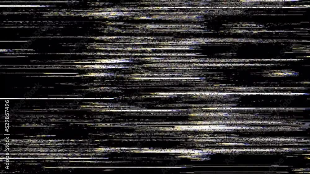 Broken screen animation video with lines and no signal with noise ...