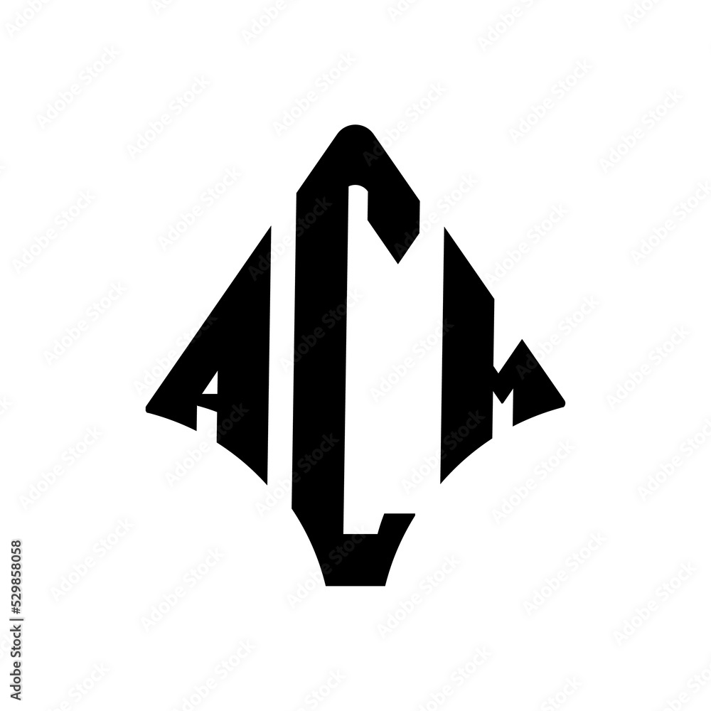 ACM letter logo design. ACM modern letter logo with black background ...
