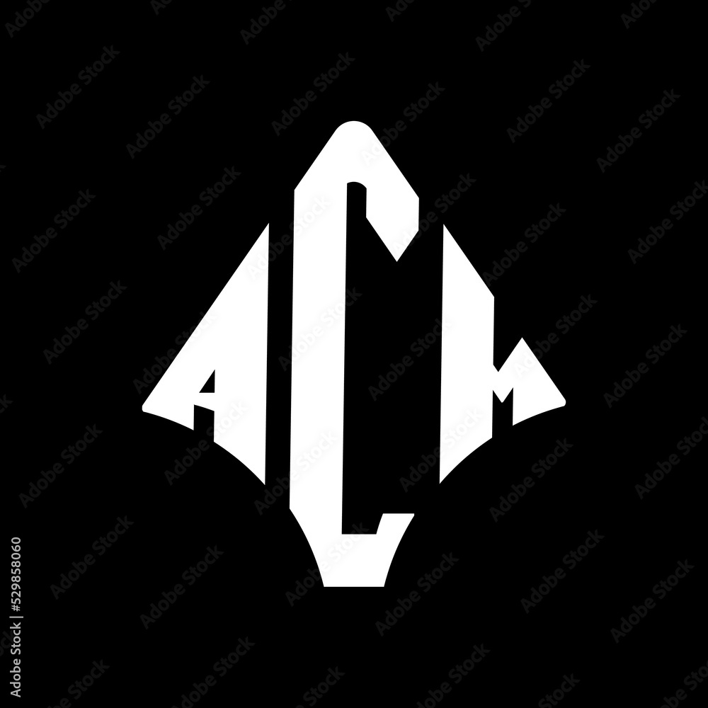 ACM letter logo design. ACM modern letter logo with black background ...