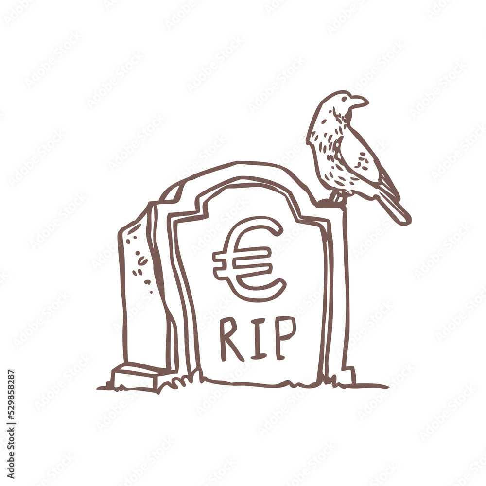 Dead money sketch vector - hand drawn illustration of gravestone with ...