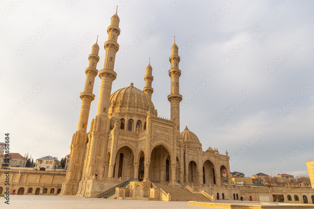 Heydar Aliyev mosque (Heydar Mascidi). Baku city, Azerbaijan. Stock ...