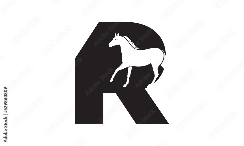 Letter R alphabet with horse vector design Stock Vector | Adobe Stock