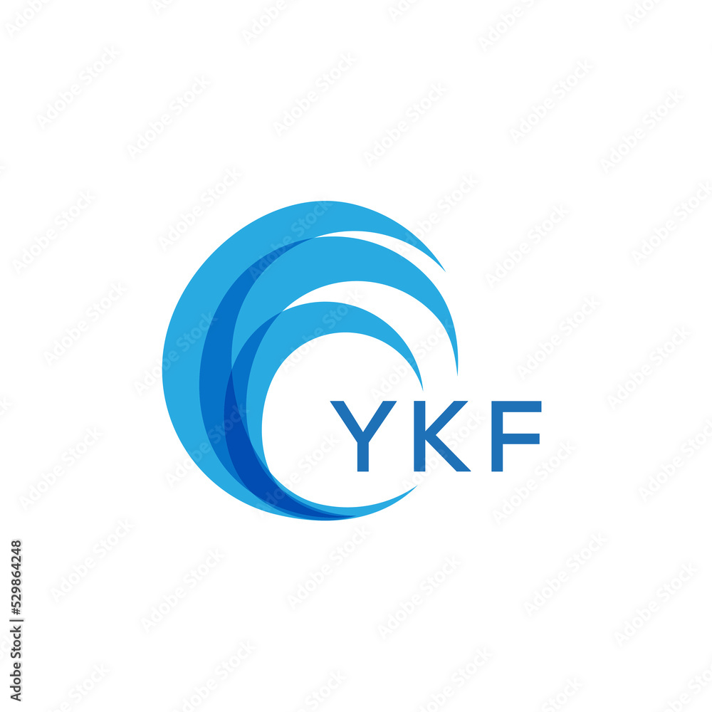 YKF letter logo. YKF blue image on white background. YKF Monogram logo design for entrepreneur ...