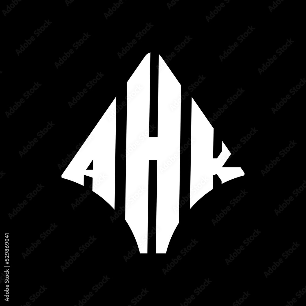 AHK letter logo design. AHK modern letter logo with black background ...