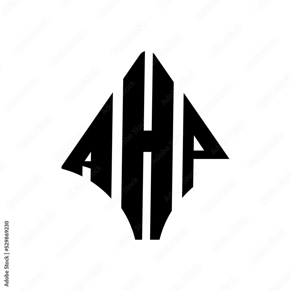 AHP letter logo design. AHP modern letter logo with black background ...