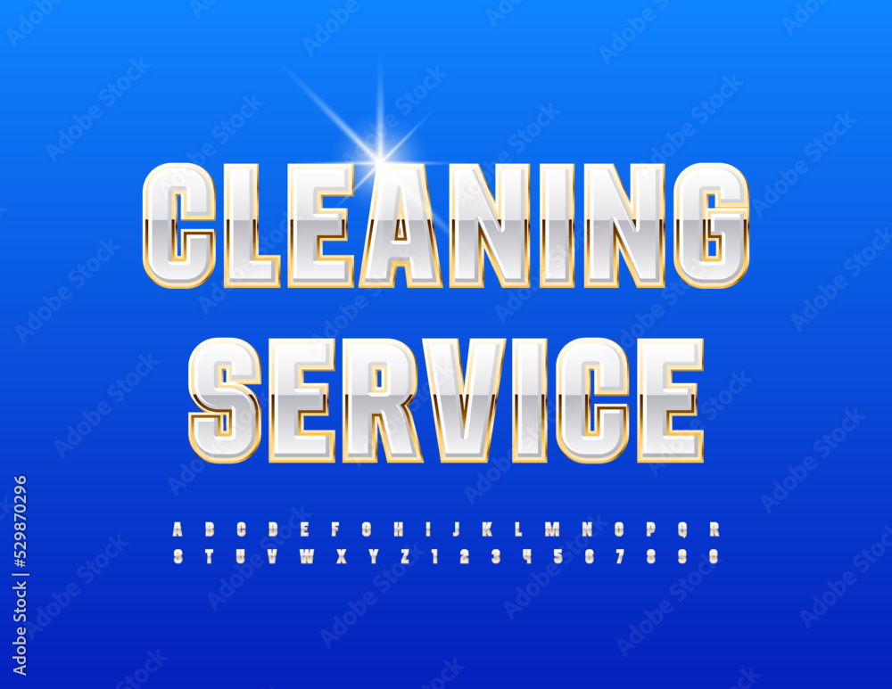 Vector business logo Cleaning Service. White and Gold glossy Font ...