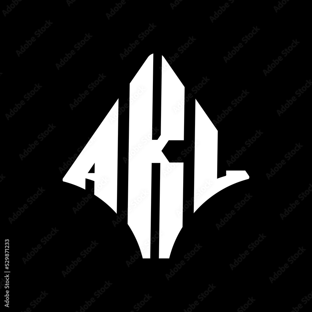 AKL letter logo design. AKL modern letter logo with black background ...
