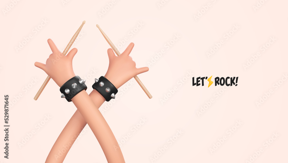 Rockstar drummer with drumsticks in his hands music vector illustration ...