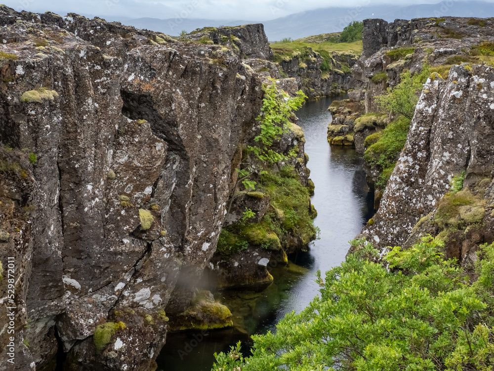 Awe-inspiring view of the Silfra a rift formed by the Mid-Atlantic ...