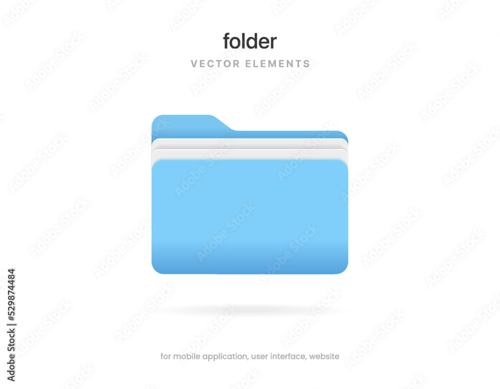3d Blue Folder Icon Isolated On White Background Document Symbol 3d File Icon Binder Sign