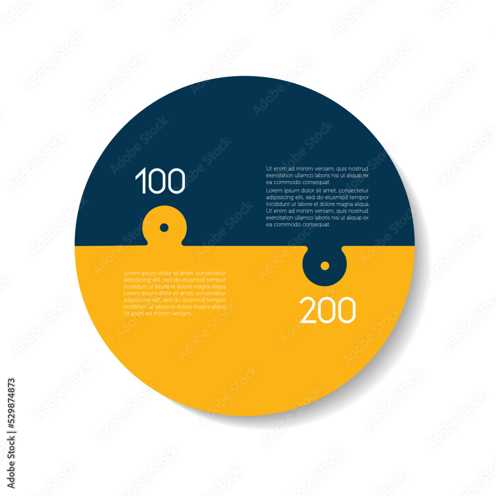 Circle round infographic puzzle two step chart template diagram Stock ...