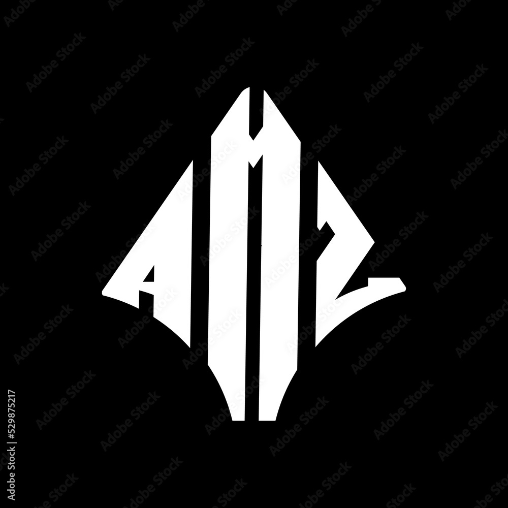 AMZ letter logo design. AMZ modern letter logo with black background ...