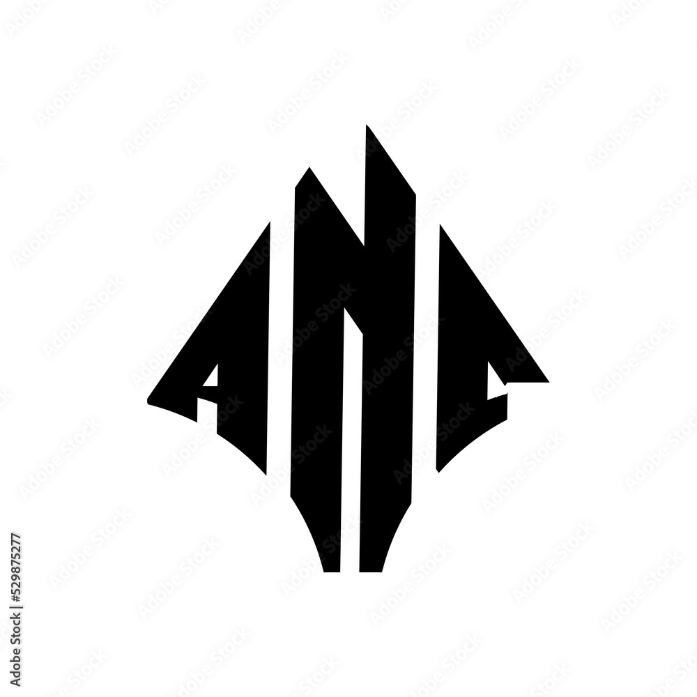 ANC letter logo design. ANC modern letter logo with black background ...