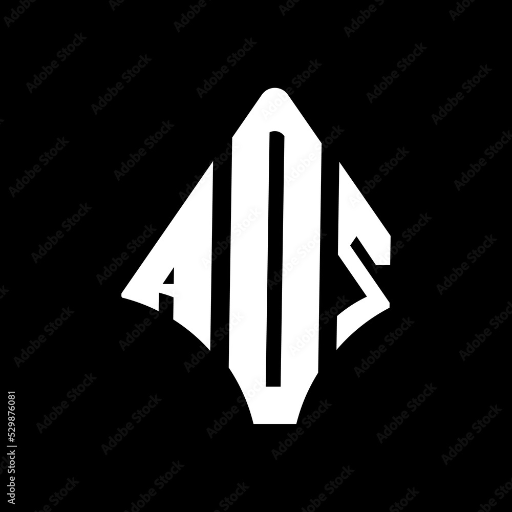 AOS letter logo design. AOS modern letter logo with black background ...